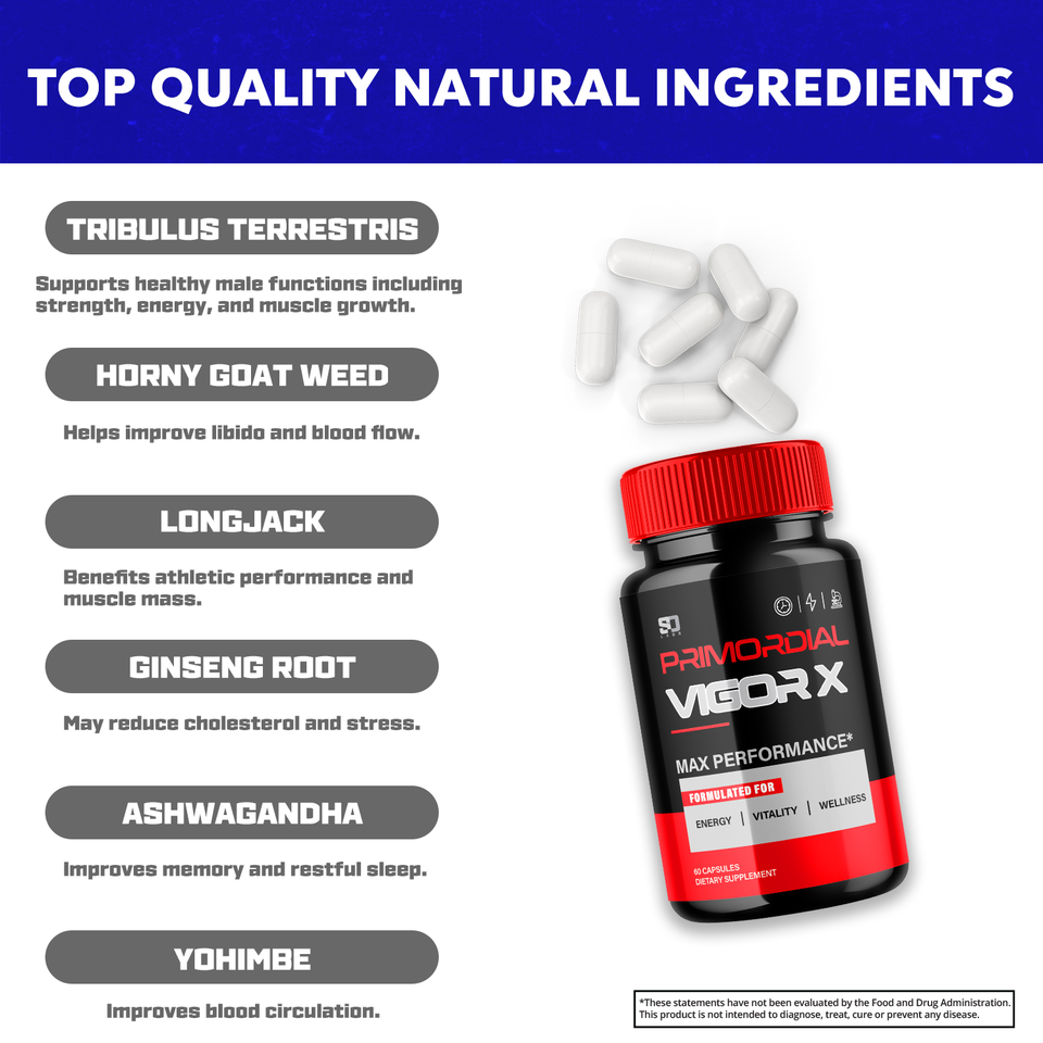 Primordial Vigor X Daily Support for Overall Health and Strength 60 ...