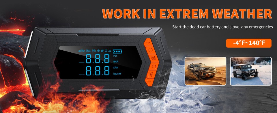 Car Jump Starter with Air Compressor 8000A Portable Car Battery Booster ...