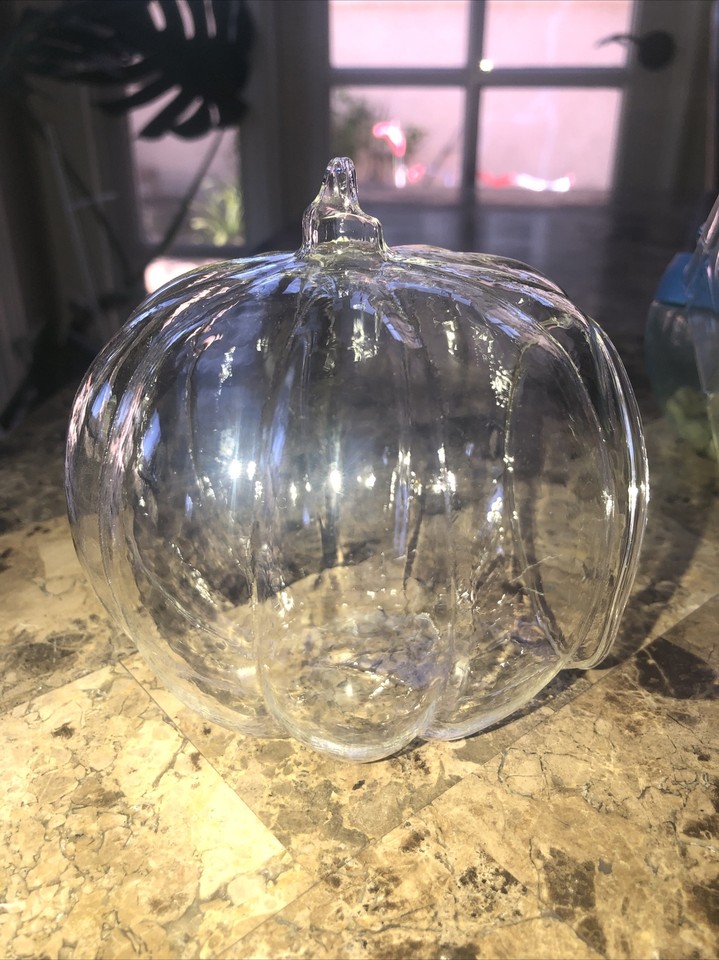 Luminara Fall Harvest Pumpkin Glass Pumpkin Flameless Candle Remote ...