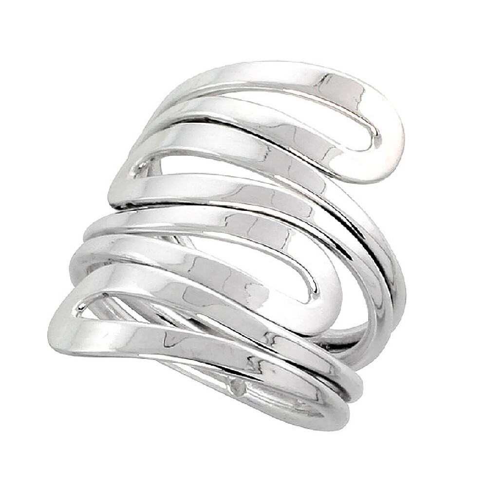 Handmade Sterling Silver 4 Waves Design Finger Wrap Bypass Ring | eBay