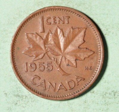 1955 1 Cent Canada 🇨🇦 Copper Penny SF (Shoulder Fold) - INV# B-440 | eBay