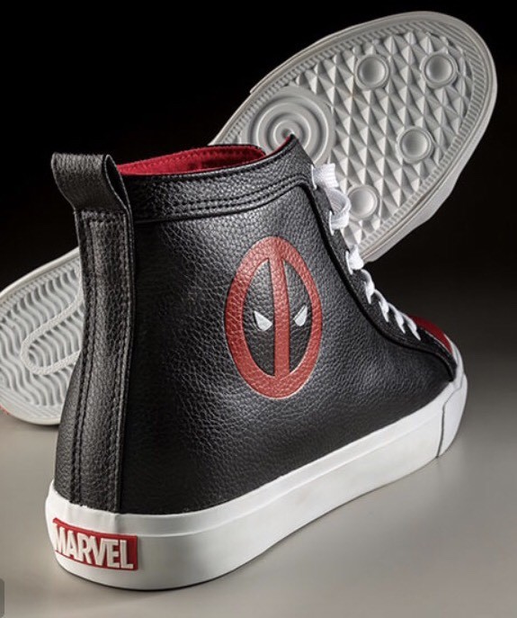 Official Marvel Mens Deadpool Hi Top Sneaker Size 9 Faux Leather NEW | eBay