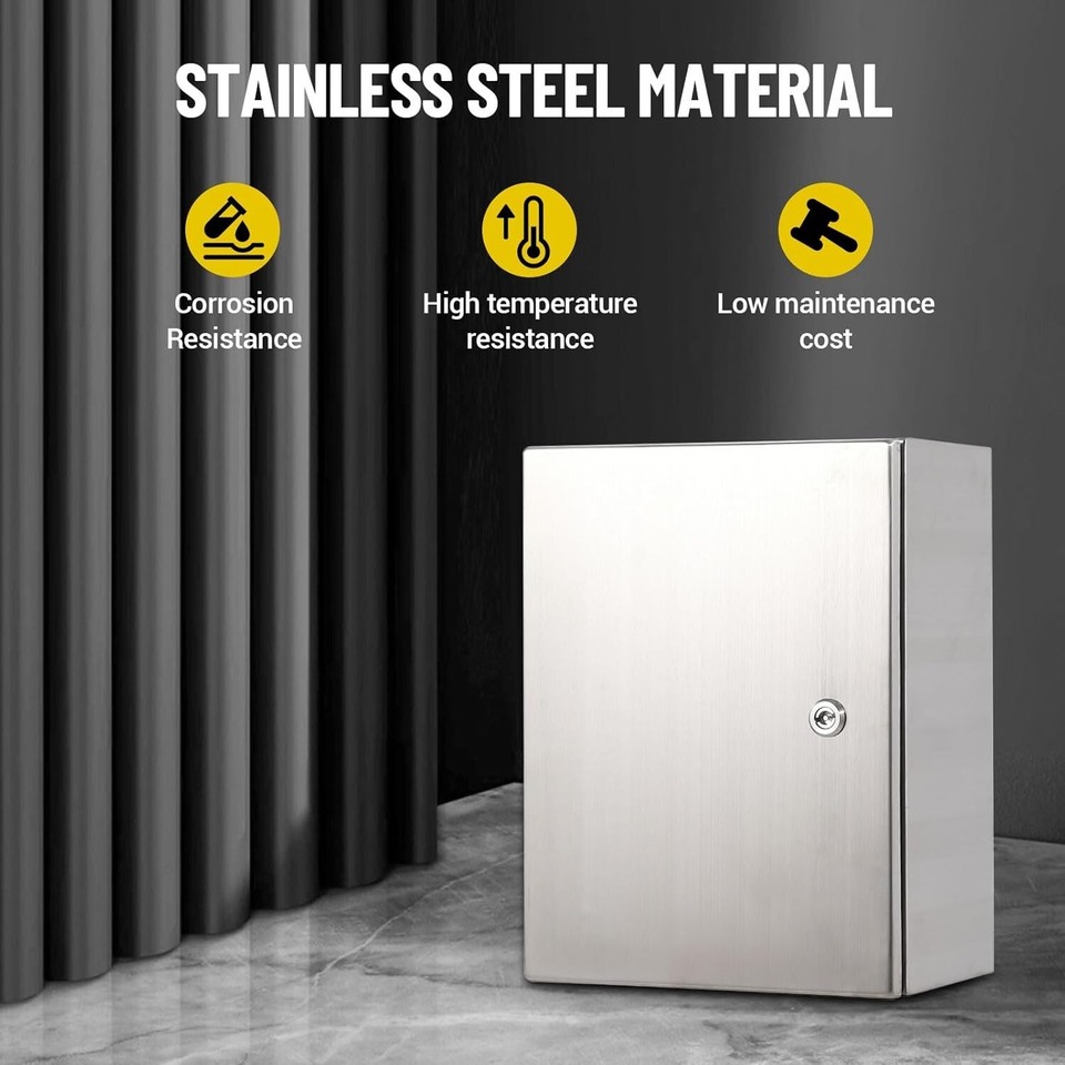 12x12x8" Stainless Steel Electrical Enclosure IP65 Wall Mount Junction ...