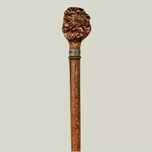 Carved Lion Cane - Fancy Knob Men's Canes Solid Teak Wooden Walking ...