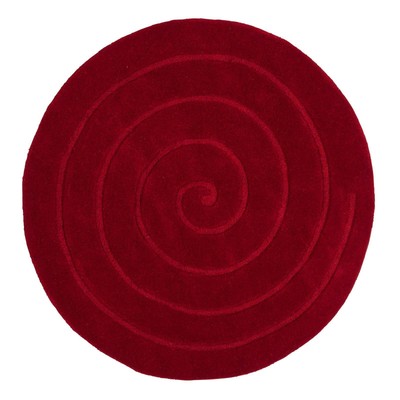 Think Rugs Spiral Circular Wool Rugs Red Hand Carved Round Spiral 3D ...