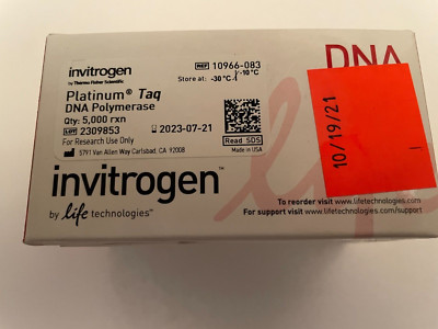 Invitrogen Platinum Taq DNA Polymerase 5000 reactions rxn 10966083 ...