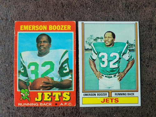 1971-74 Topps Football Emerson Boozer 2-card lot - New York Jets Legend ...