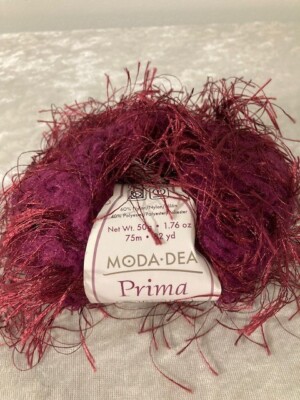 Moda Dea Prima Eyelash Yarn Color-3379 Wine 1.76 oz 82 yards Made Italy ...