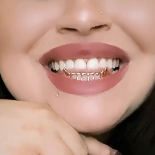 14k Gold Plated Fang Drip Grillz Bottom Teeth Vampire Hip Hop Dripping ...