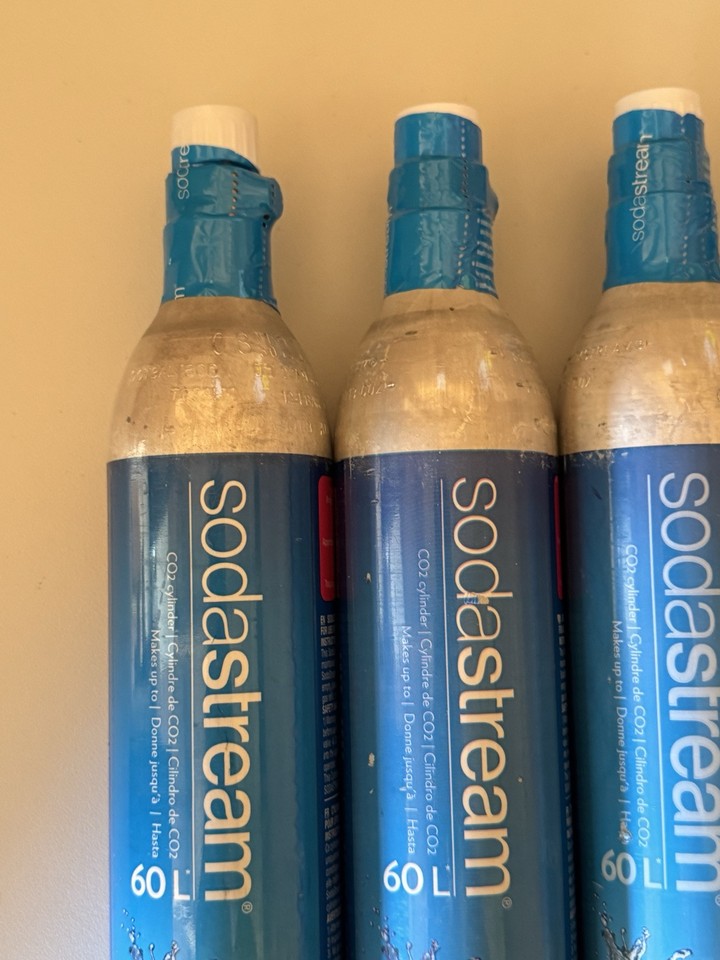 (4) SodaStream 60L CO2 Cylinder Replacement Canisters Full & Sealed ...