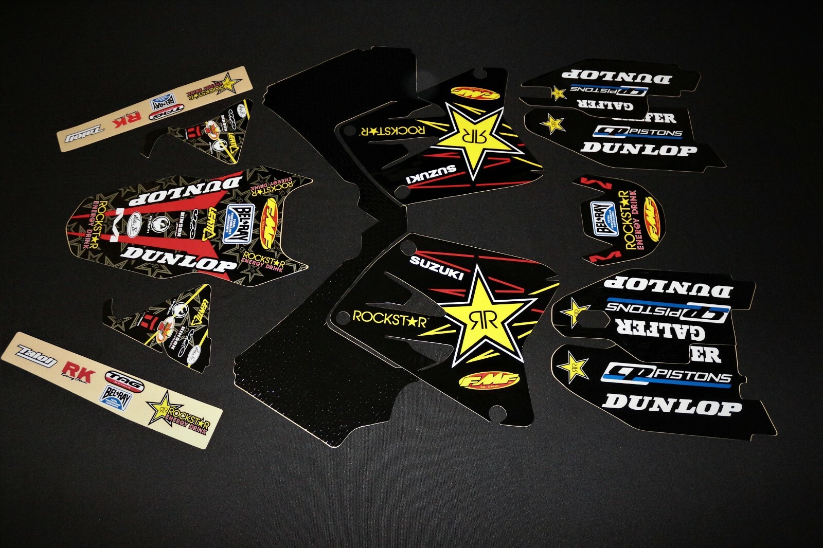 SUZUKI RM 125-250 2001-2008 ROCKSTAR FLU MX GRAPHICS KIT STICKER KIT ...