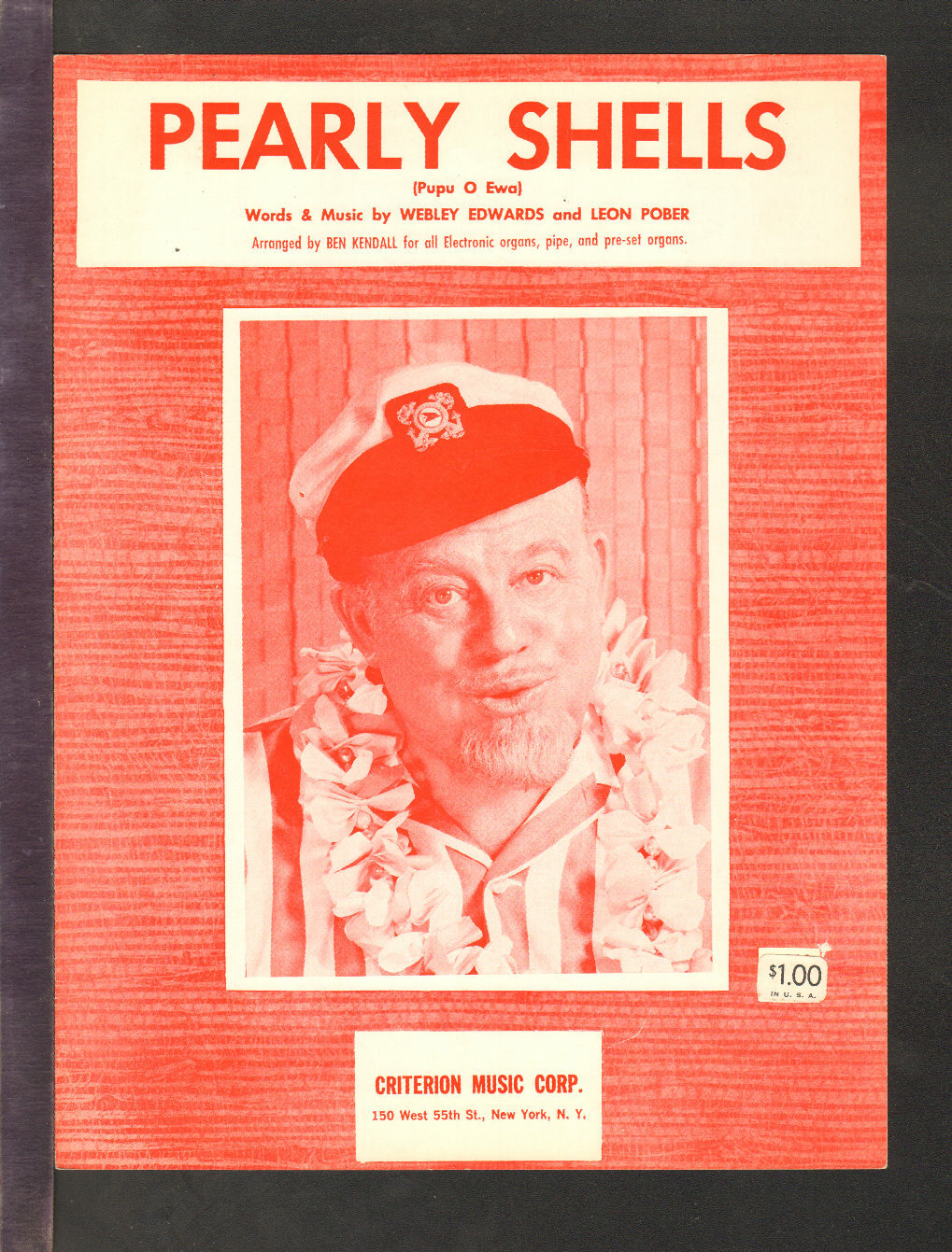 PEARLY SHELLS (Pupu O Ewa) 1964 Burl Ives ORGAN VERSION Hawaii Sheet ...