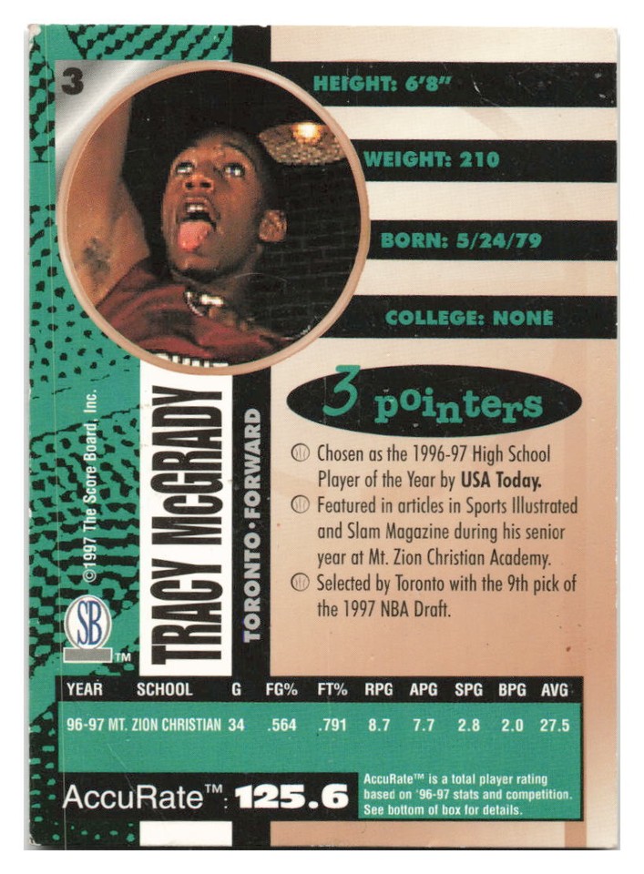 1997-98 Score Board Autographed #3 Tracy McGrady | eBay