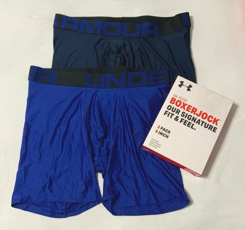 Under Armour 2 pack Men's UA Tech Boxer Jock 6" Inseam Blue&Navy S M L ...