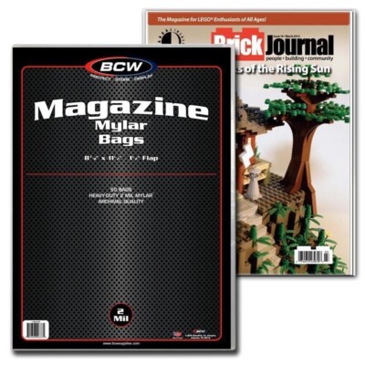 100 BCW Mylar Magazine Bags Archival Storage Journal Sleeves Fit DC ...