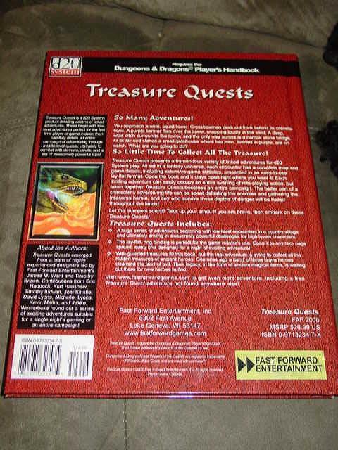 D20 System TSR for D&D - TREASURE QUESTS hardcover book - dungeons ...