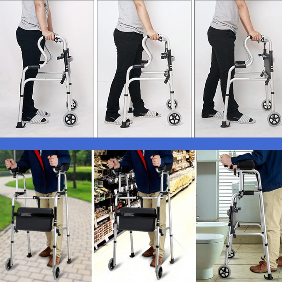 Walker Front Wheels Feet, Folding Roller Walker Accessories Parts for ...