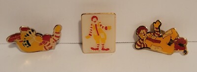3 Vintage 1980s McDonalds Ronald McDonald Lapel Pins Flair Rare Hard To ...
