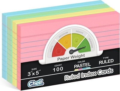 Extra Heavyweight Index Cards 3x5 Inch, 100 Count, Ruled Front and ...