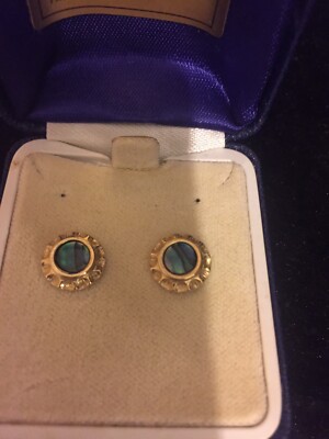 Ariki New Zealand Made Paua And Gold Plated Earrings - boxed | eBay