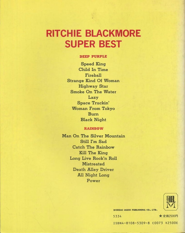 Ritchie Blackmore Best gems DePurple Rainbow guitar tablature | eBay ...