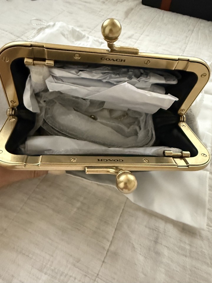 Coach Kisslock Frame Bag 14 Crossbody in Black Leather - CY942 - NWT | eBay