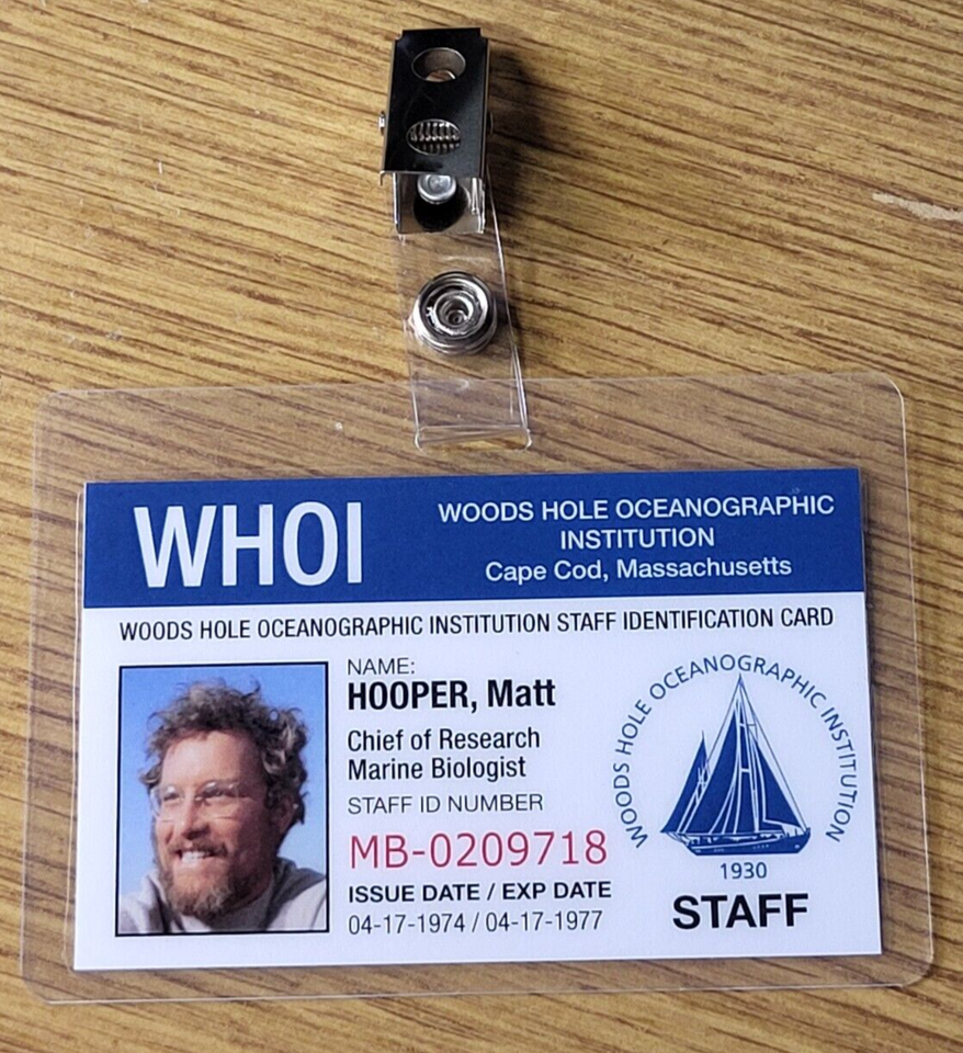 Jaws ID Badge-WHOI Matt Hooper costume cosplay prop | eBay
