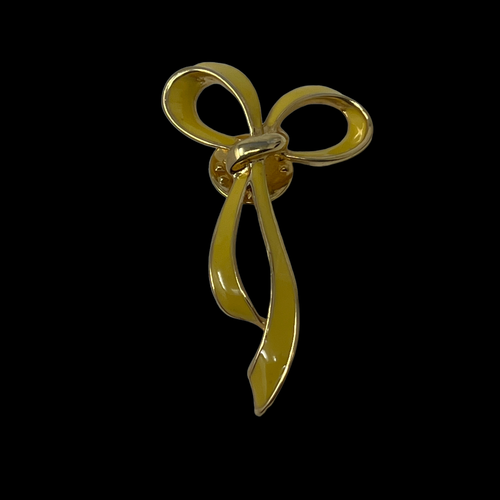 Yellow Ribbon Brooch Enamel Gold Tone Bow Vintage Pin | eBay