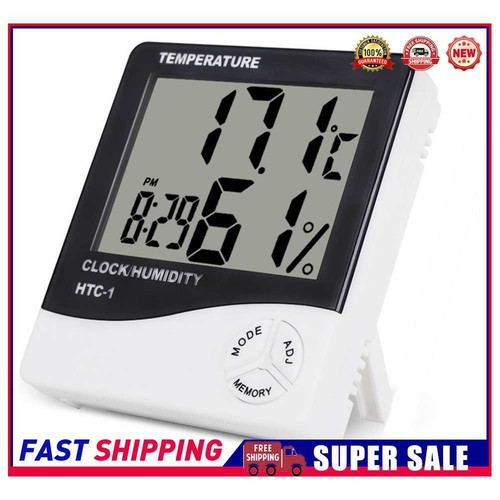HTC-1 Large Display Indoor Thermometer Hygrometer Temp Humidity Meter ...