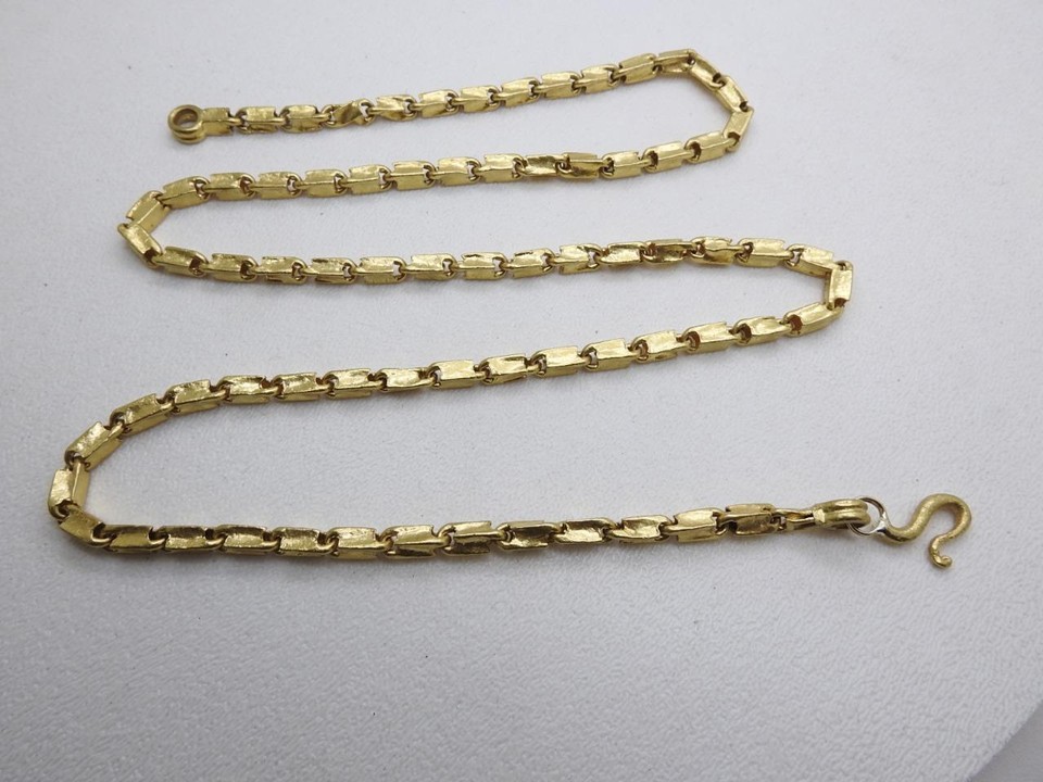 20K Solid Yellow Gold Baht Bar Link Chain Necklace 65 Grams 27" inch | eBay