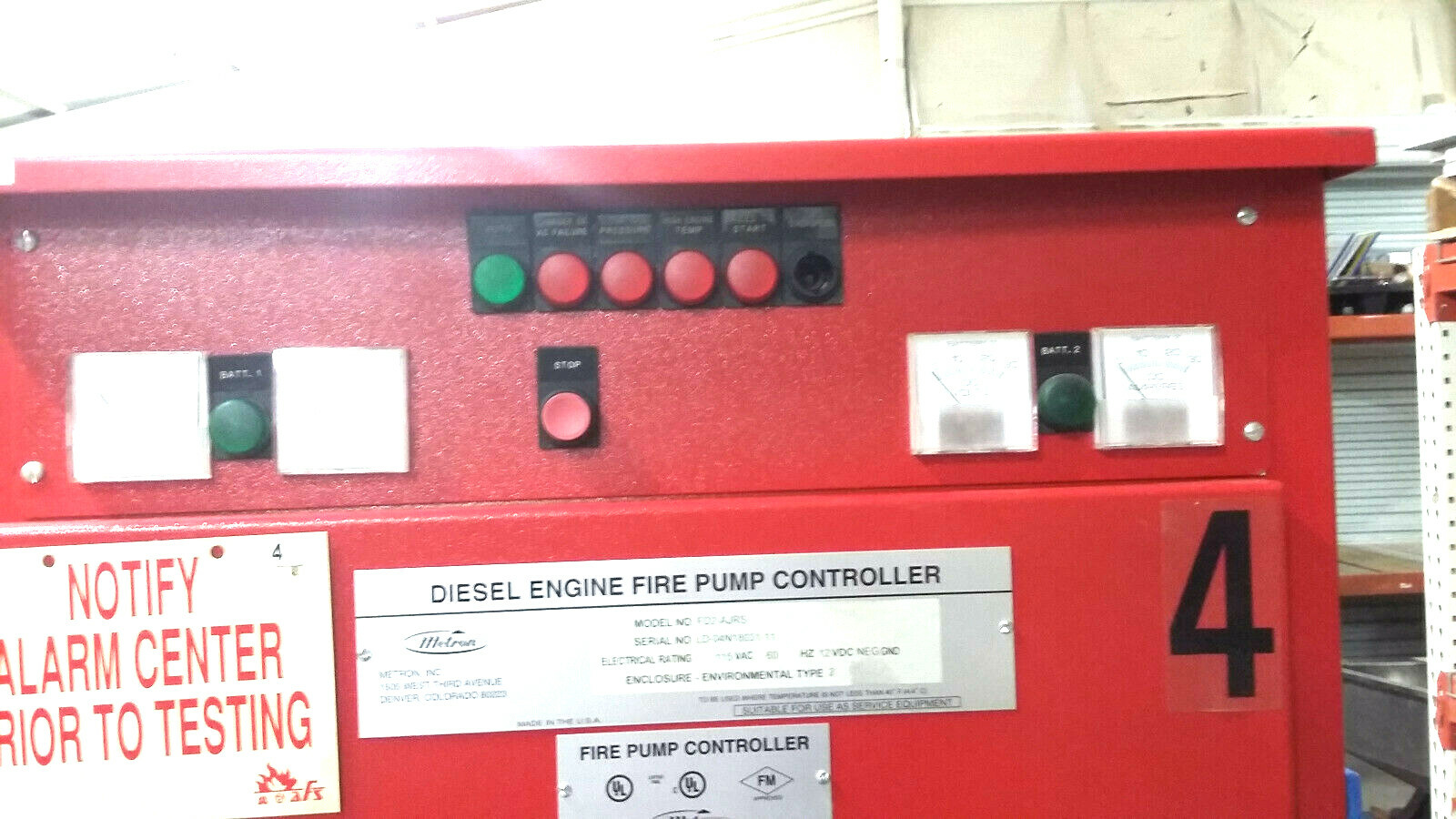 Metron FD2-AJRS Diesel Engine Fire Pump Control Panel | eBay
