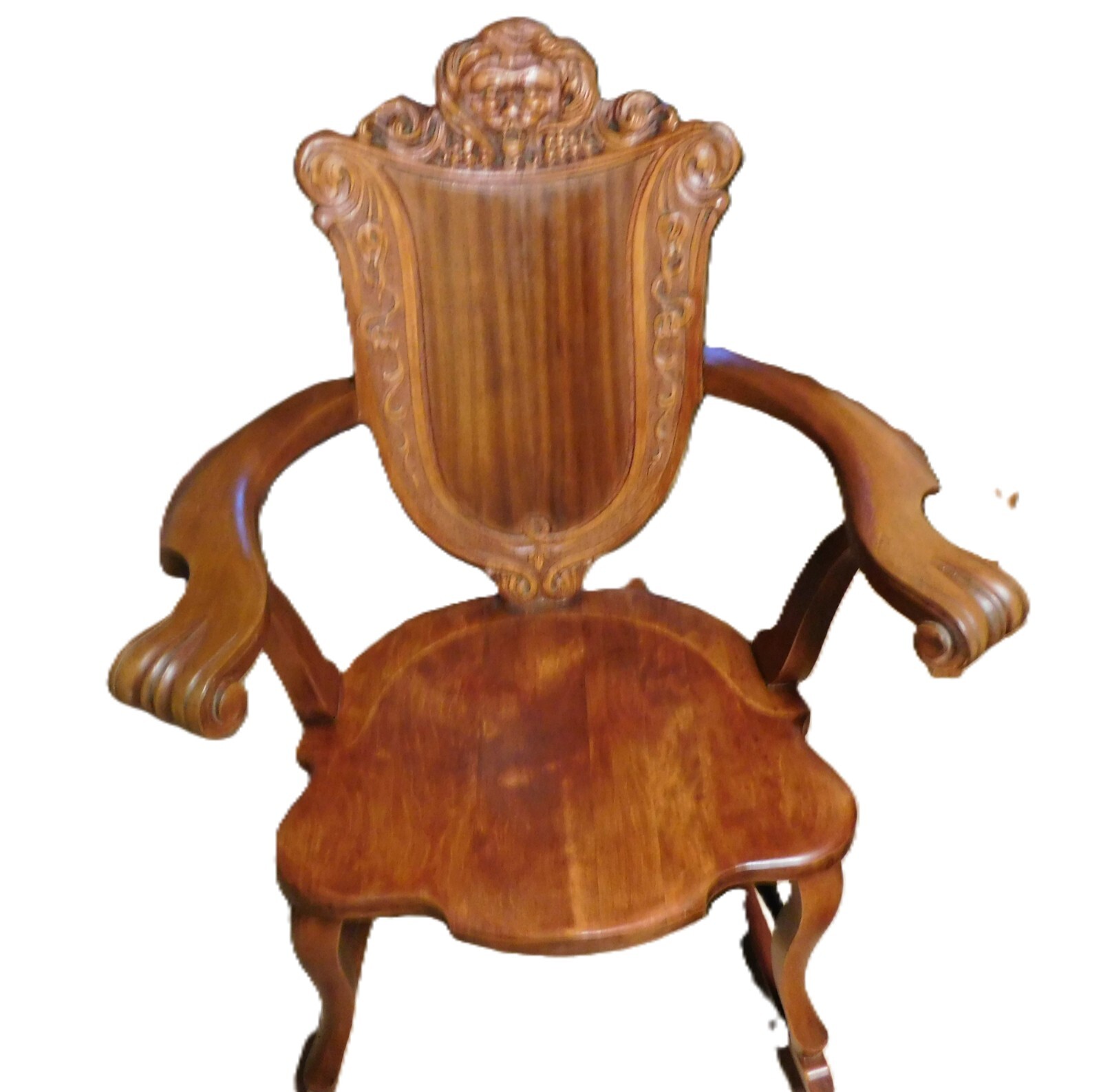 HUBBARD AND ELDREDGE ROCKING CHAIR Mahogany Craved Face | eBay