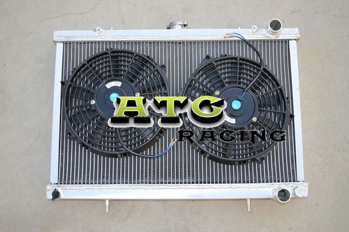 3 Row 52mm Radiator +Fan For Aluminum For NISSAN SKYLINE S13 CA18 R32 ...