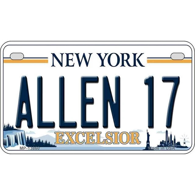 Allen 17 NY Excelsior Novelty Metal Motorcycle Plate | eBay