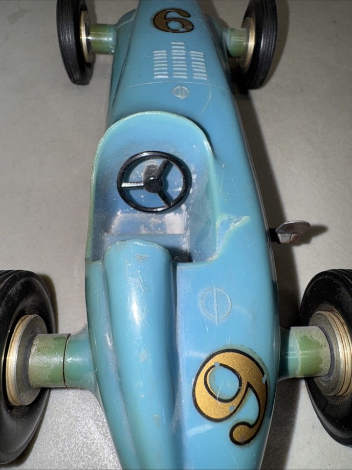 VINTAGE 1950s RITE SPOT PLASTIC PRODUCTS TETHERED WIND-UP TOY INDY RACE ...