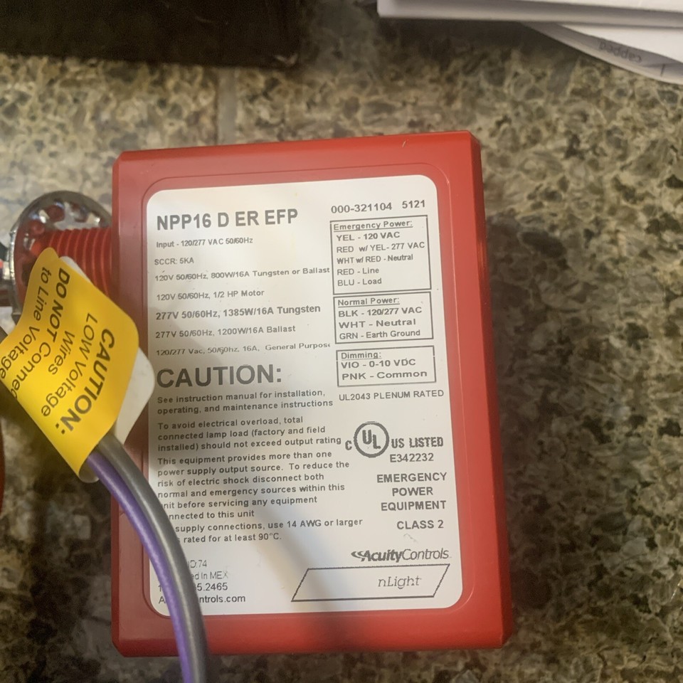 Acuity Controls nLight Emergency Operation, Power/Relay Pack NPP16 D ER ...