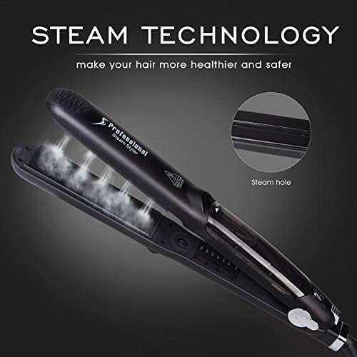Steam Straighteners for Hair, Ceramic Vapor Steam Flat Iron Curler 2in1 ...