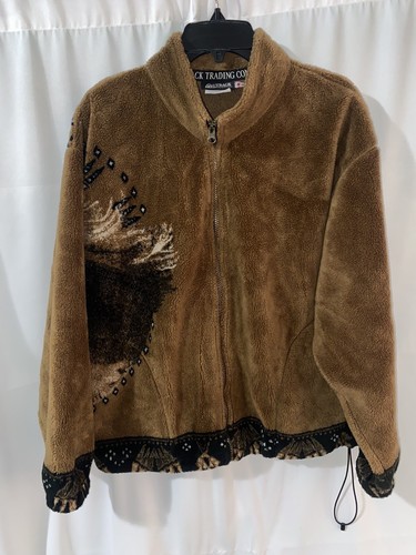 Vtg Outback Trading Co Horse Native Print Fleece Jacket Medium Made ...