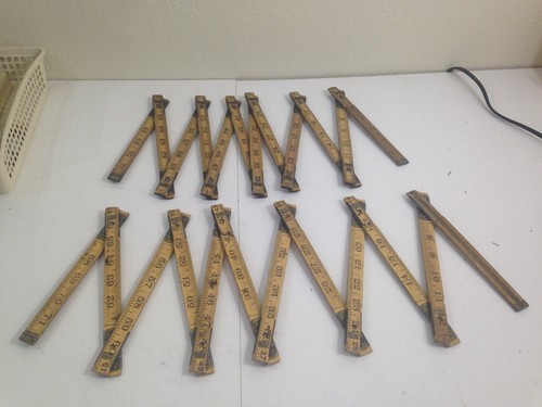 Lot of 2 Vintage folding rulers Lufkin Rule X46 Wood & Brass, Wards ...