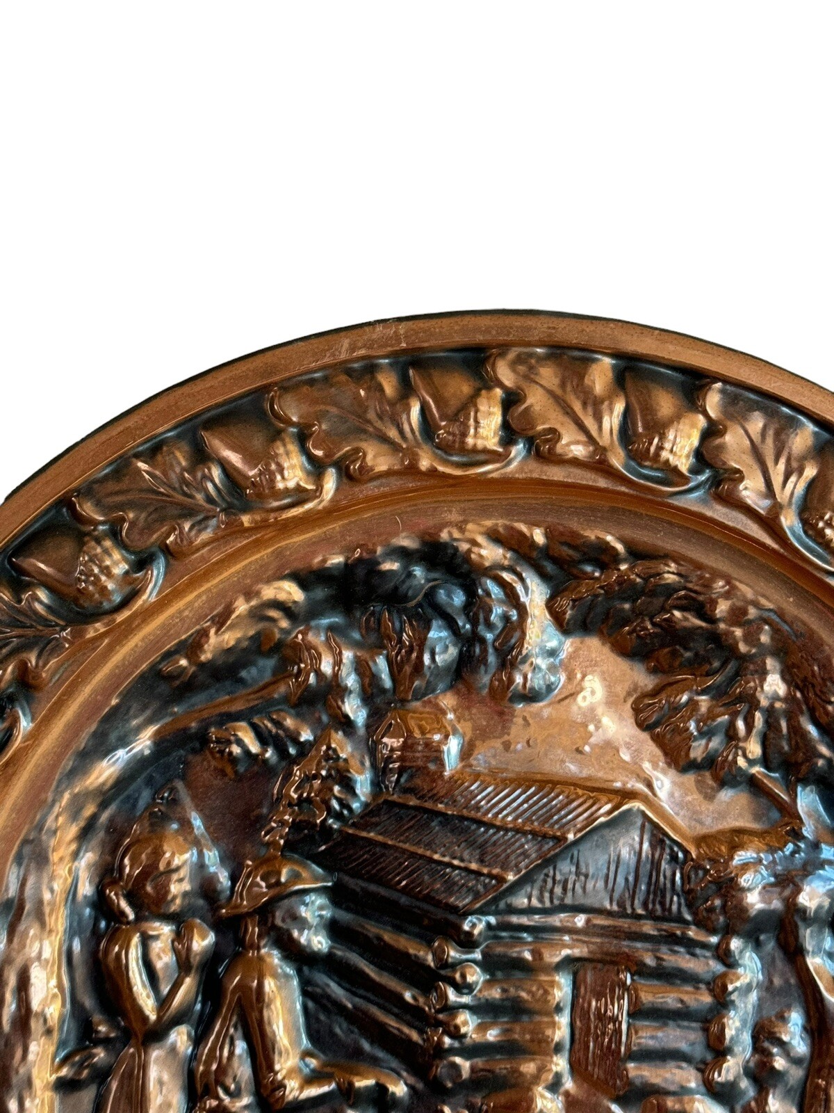 Vintage Primitive Log Cabin Art Copper Craft Taunton Mass. 20"Chimney ...