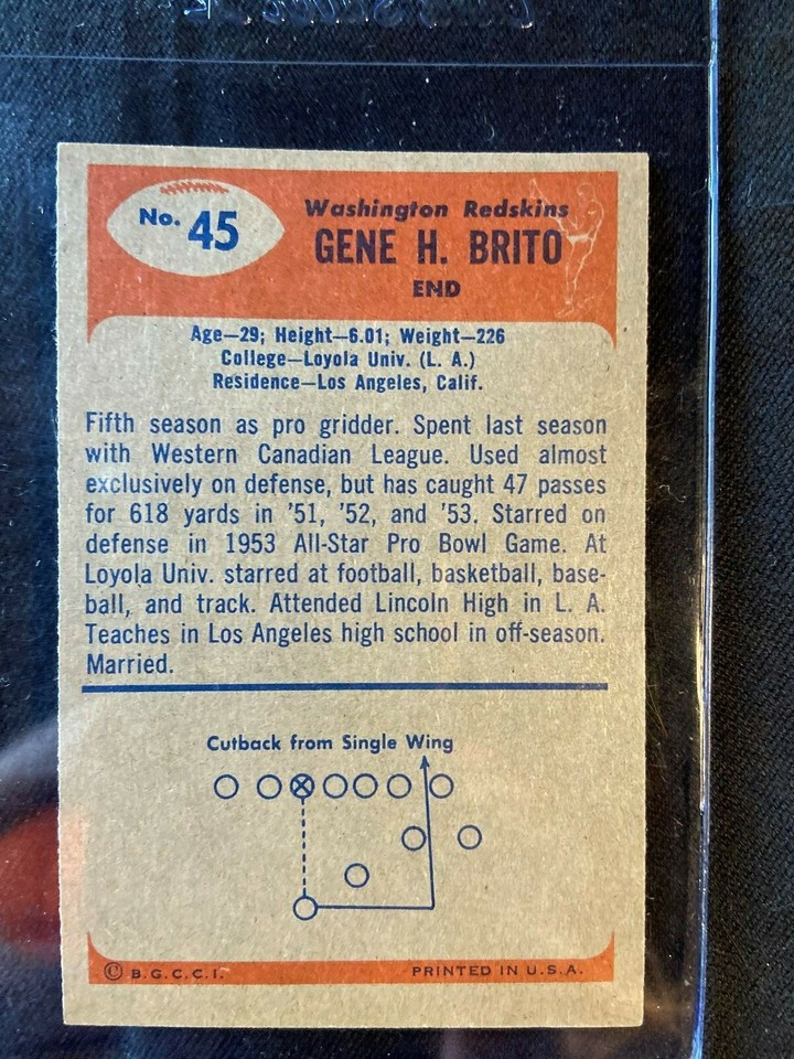 1955 Bowman Football Raw NM-NM-Mt #45 Gene Brito | eBay