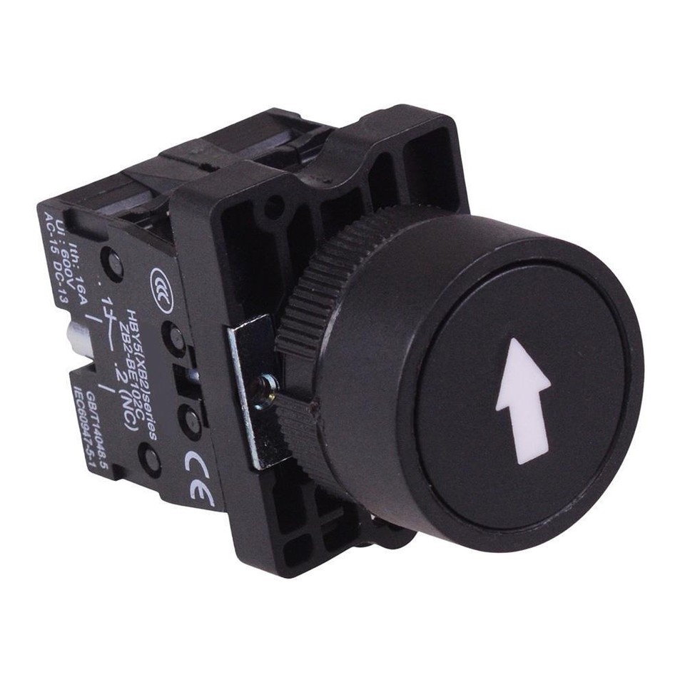 Black Momentary 22mm Push Button Industrial Switch White Arrow NO/NC | eBay