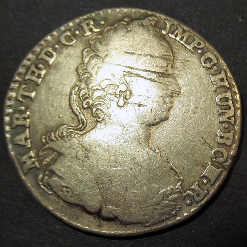 1752 Austrian Holy Roman Empress buxom Maria Theresa Silver Quarter ...