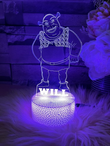 Personalised 3D shrek Night Light 3D table lamp16 colours change gift ...