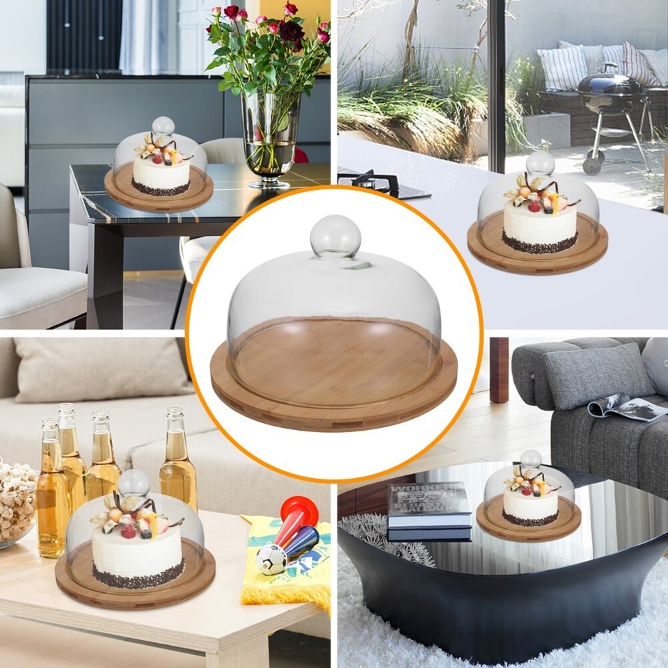 Dowels Pie Rotating Cake Tray Stand with Lid Display Holder | eBay