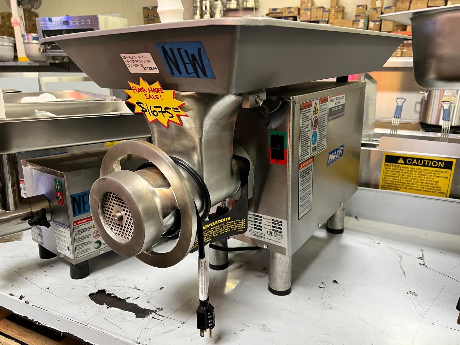 OPEN BOX SPECIAL NEW Meat Grinder 1 HP 110V NSF PRO-CUT KG-22-W #9893 ...