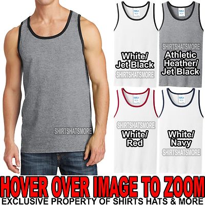 Mens PRESHRUNK Cotton Ringer Tank Top Sleeveless T-Shirt S-XL 2XL, 3XL ...