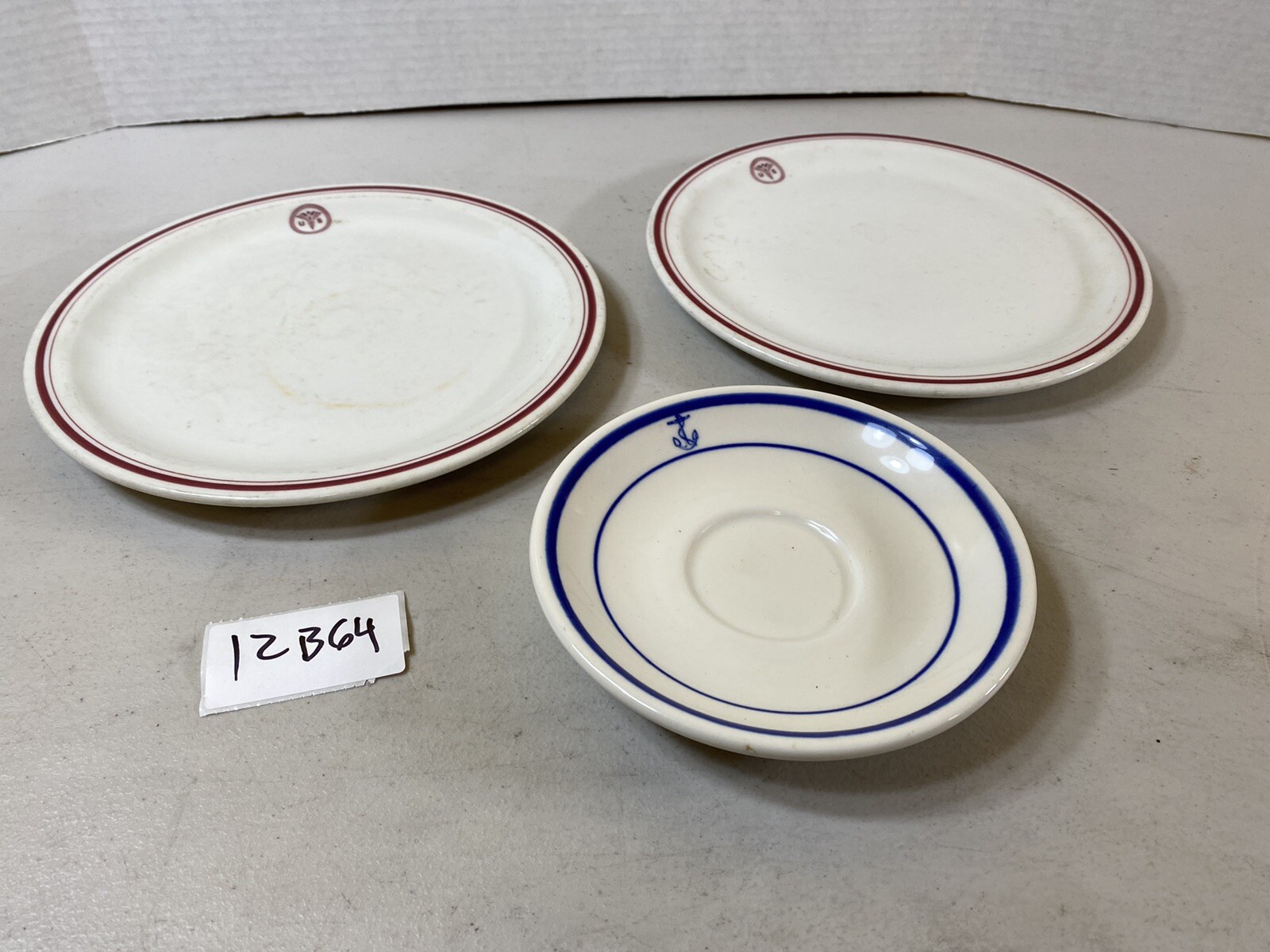 3 WW2 Homer Laughlin & Sterling China plates USN navy bowl dish 12B64 ...