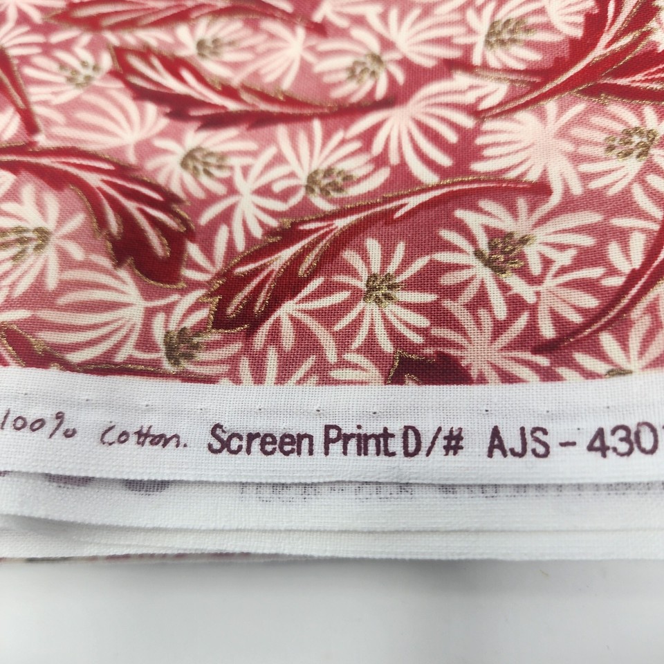 Jennifer Sampou Fabric 'Vintage Essentials' Kaufman Red Fern Metallic ...