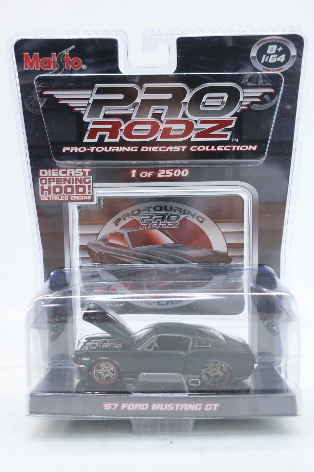 Maisto Pro Rodz 1:64 Diecast 1967 Black on Black Flame Ford Mustang GT ...
